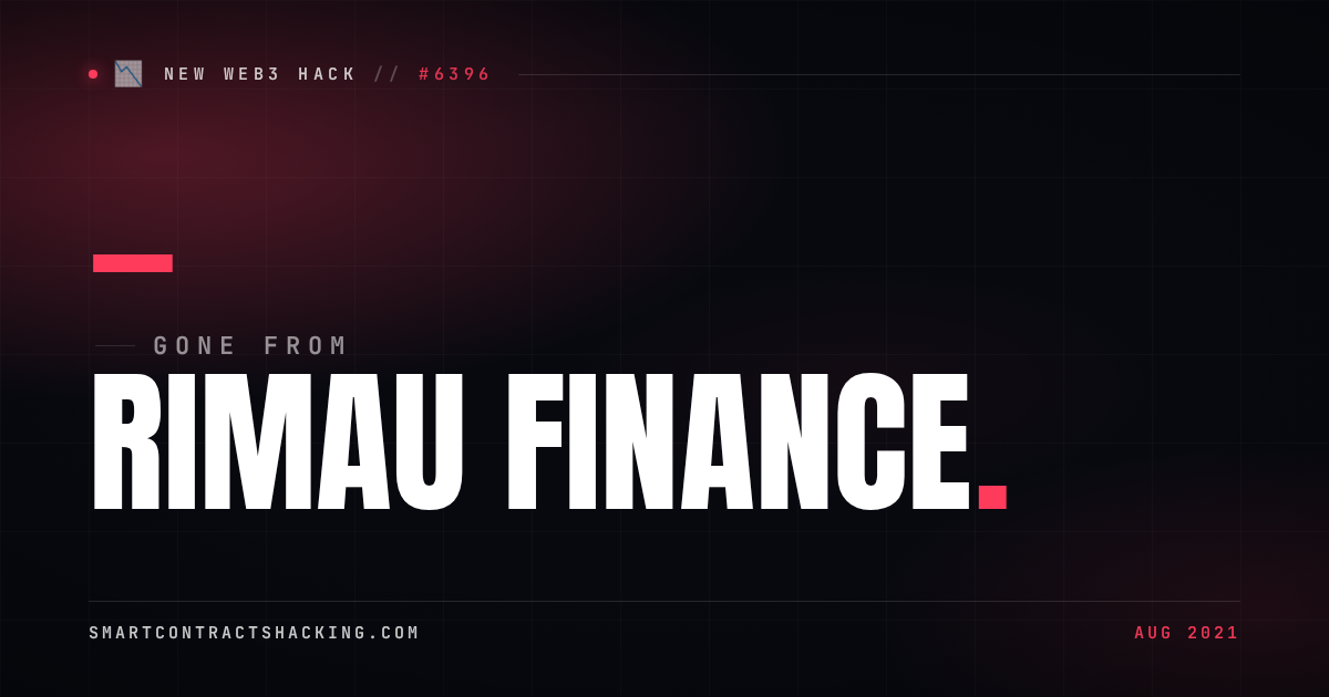 Rimau Finance Hack (2021) - — Lost | Smart Contract Hacking